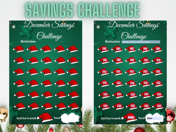 December Savings Challenge Printable pdf Editable - Etsy