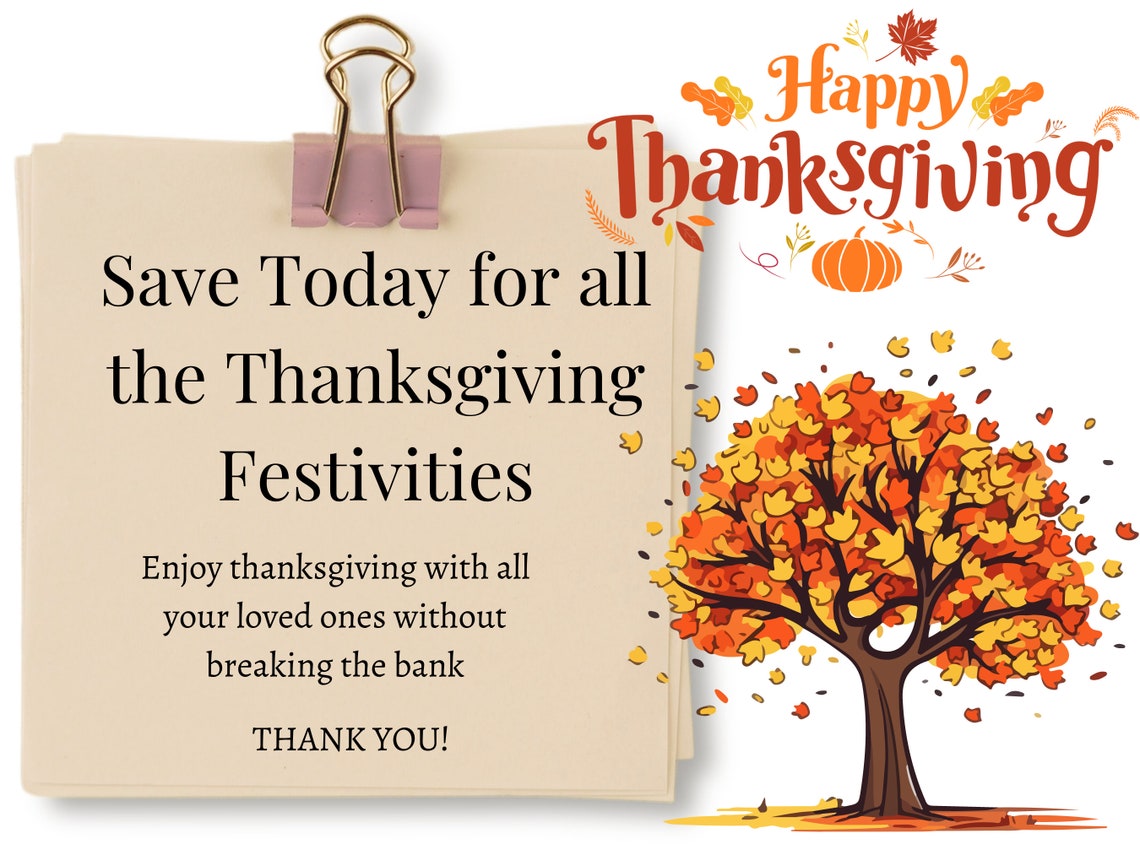 Thanksgiving Savings Challenge Template, Low Budget, PDF, A4, A5, A6 ...