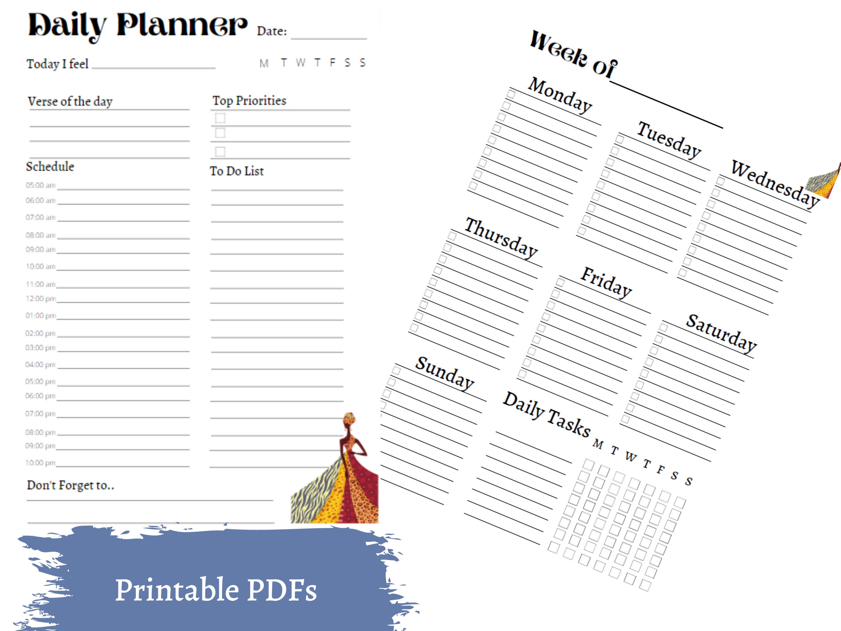 Minimalist Editable Weekly Planner and Editable Daily Planner ...