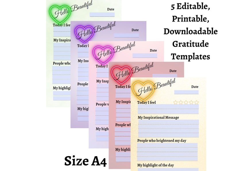 Gratitude Journal Template, Mindfulness Tracker, Daily Journal ...