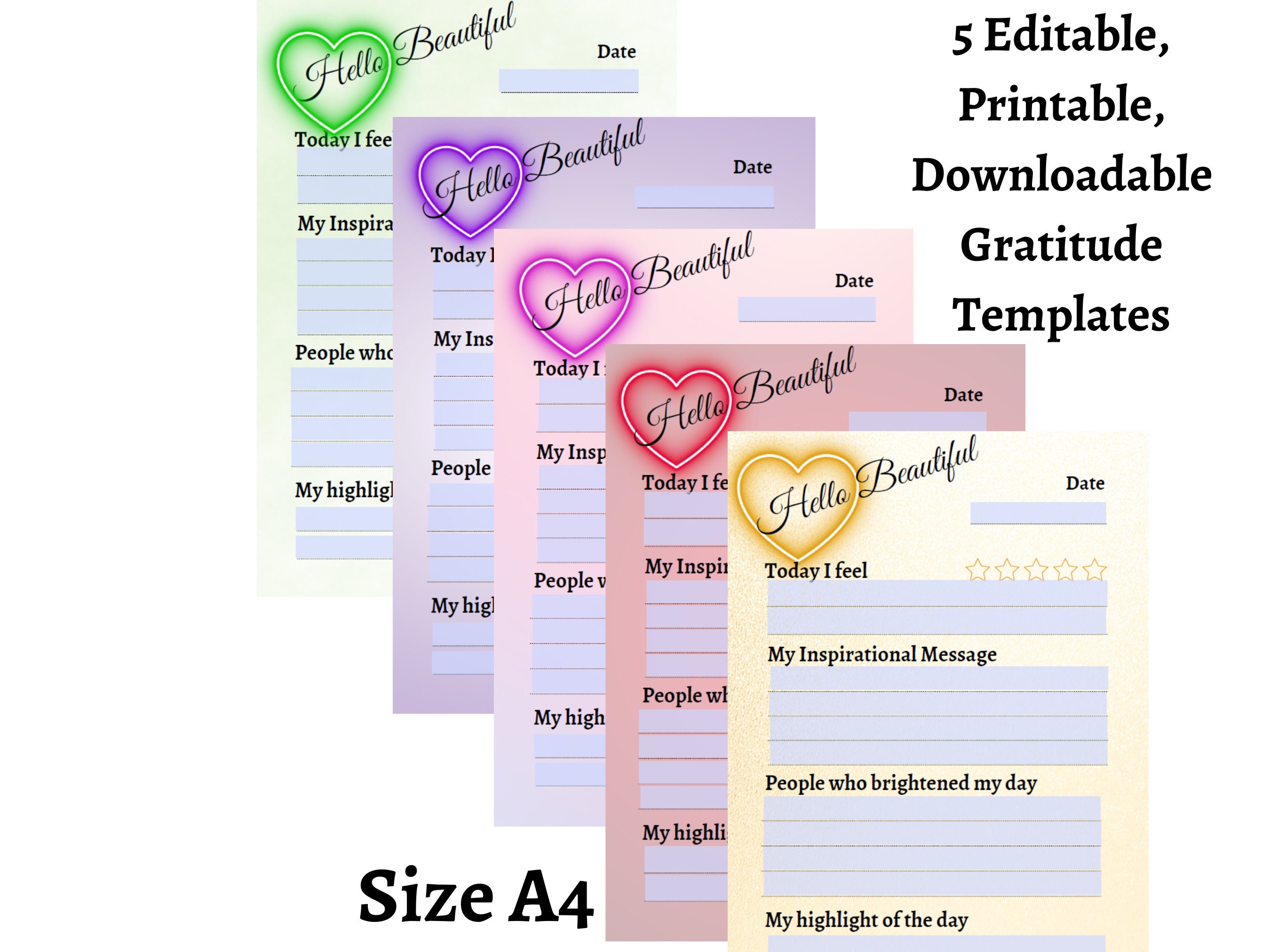 Gratitude Journal Template, Mindfulness Tracker, Daily Journal ...