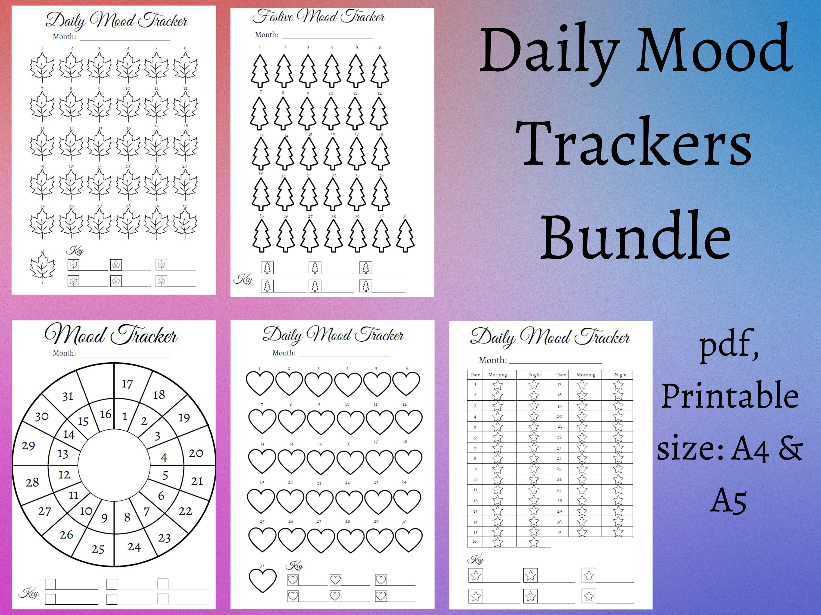 Mental Health Tracker, Daily Mood Tracker, Self Care, Gratitude Journal ...