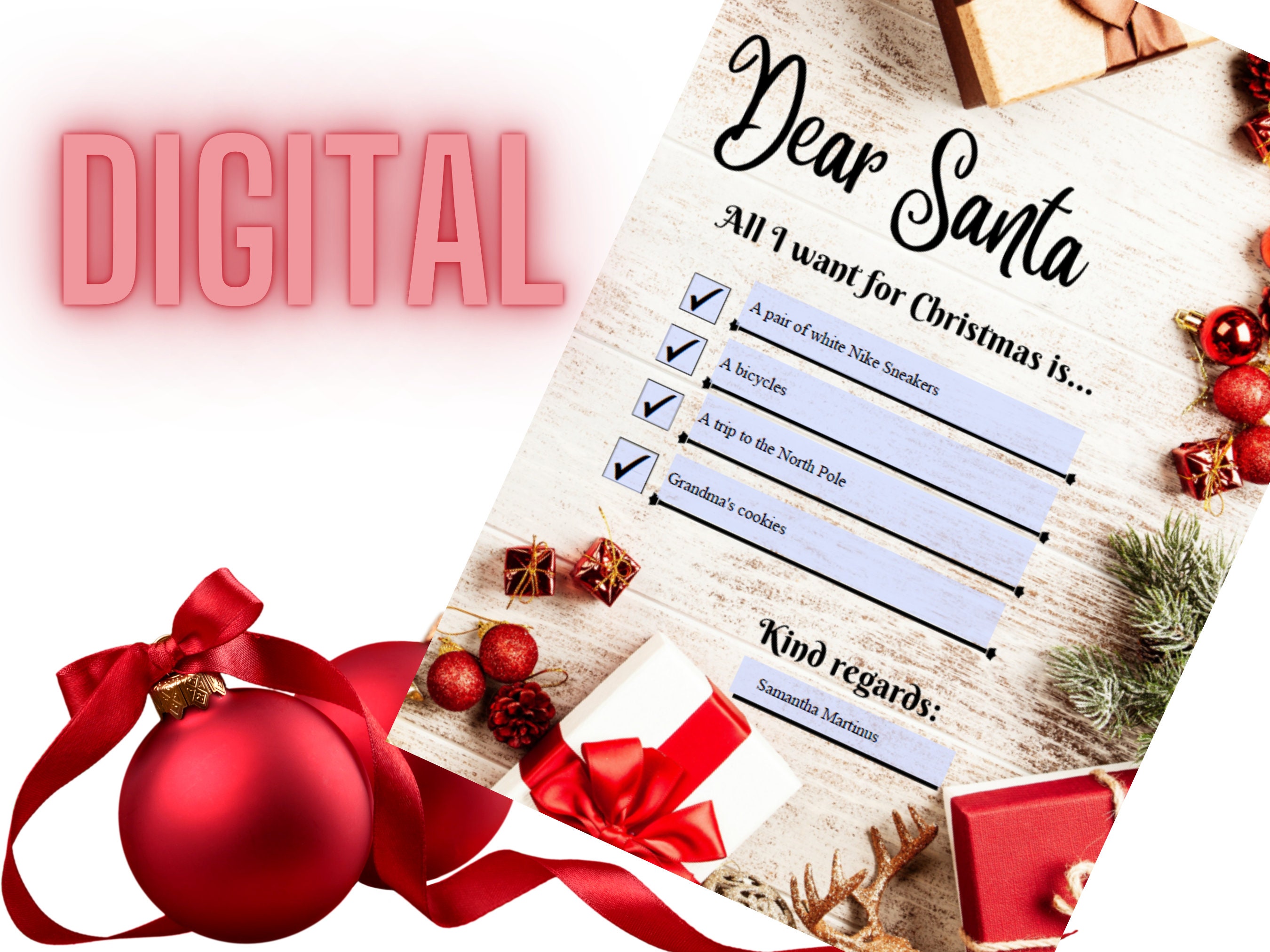 Dear Santa Letter, Digital, Printable, Editable, Downloadable, Size A4 ...