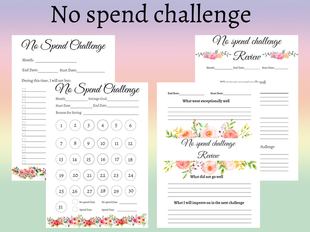 No Spend Challenge, 31 Days Monthly Challenge, Printable, Savings ...