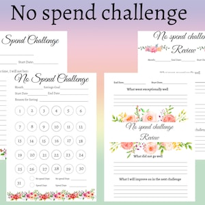 No Spend Challenge, 31 Days Monthly Challenge, Printable, Savings ...