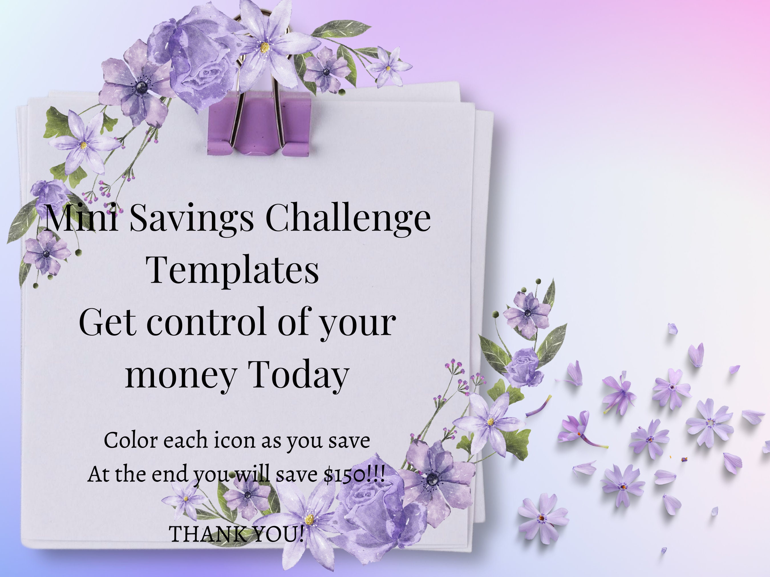 Purple &green Mini Savings Challenge, Save150, Low Income Savings ...