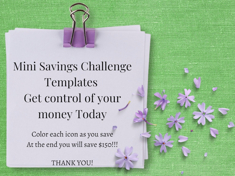 Low Income Savings Challenge, Green Mini Savings Challenge, PDF, A4, A5 ...