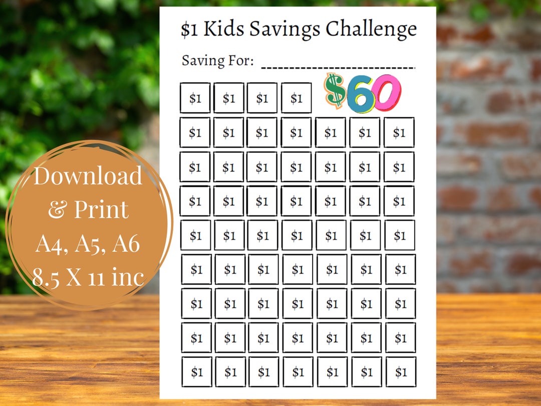 60 Savings Challenges, Budgeting, PDF, Print, Download, A4, A5, A6, US ...