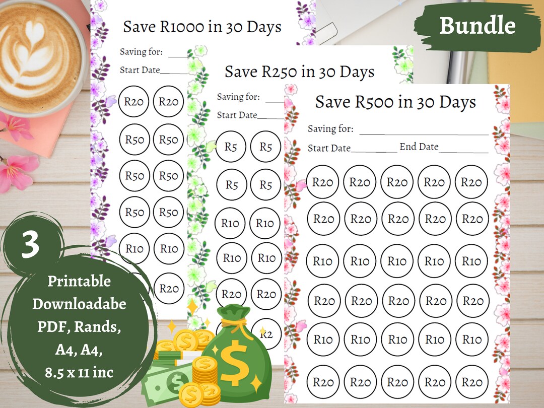 Rands 30 Day Savings Challenge Low Income Savings Tracker Bundle R250