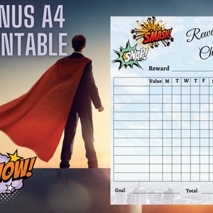 Superhero Rewards Chart, Kids Behavior Chart, Printable, Editable ...