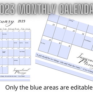 2023 Monthly Planner, Minimalist Editable and Printable Monthly ...