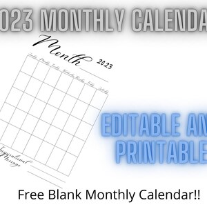 2023 Monthly Planner, Minimalist Editable and Printable Monthly ...