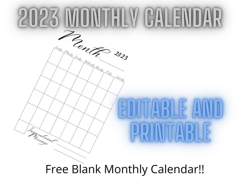 2023 Monthly Planner, Minimalist Editable and Printable Monthly ...