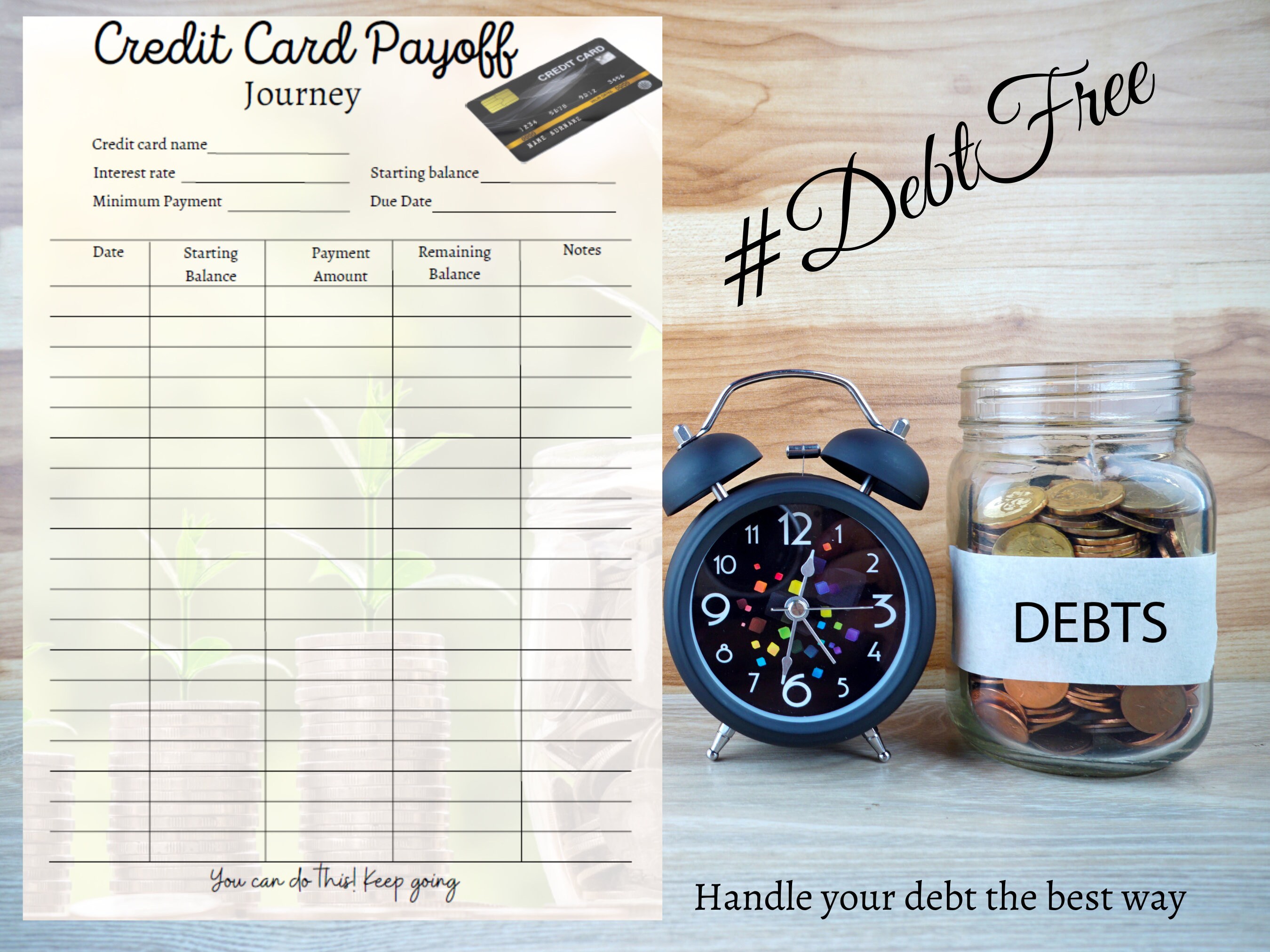 Credit Card Tracker, Debt Payoff, Financial Goals, Budgeting, Printable ...