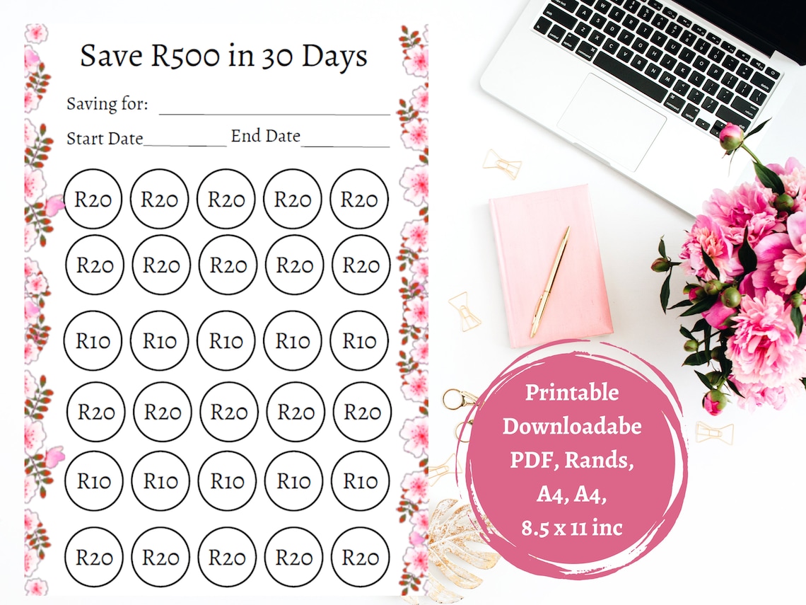 Rands 30 Day Savings Challenge, Low Income Savings Tracker Bundle, R250 ...