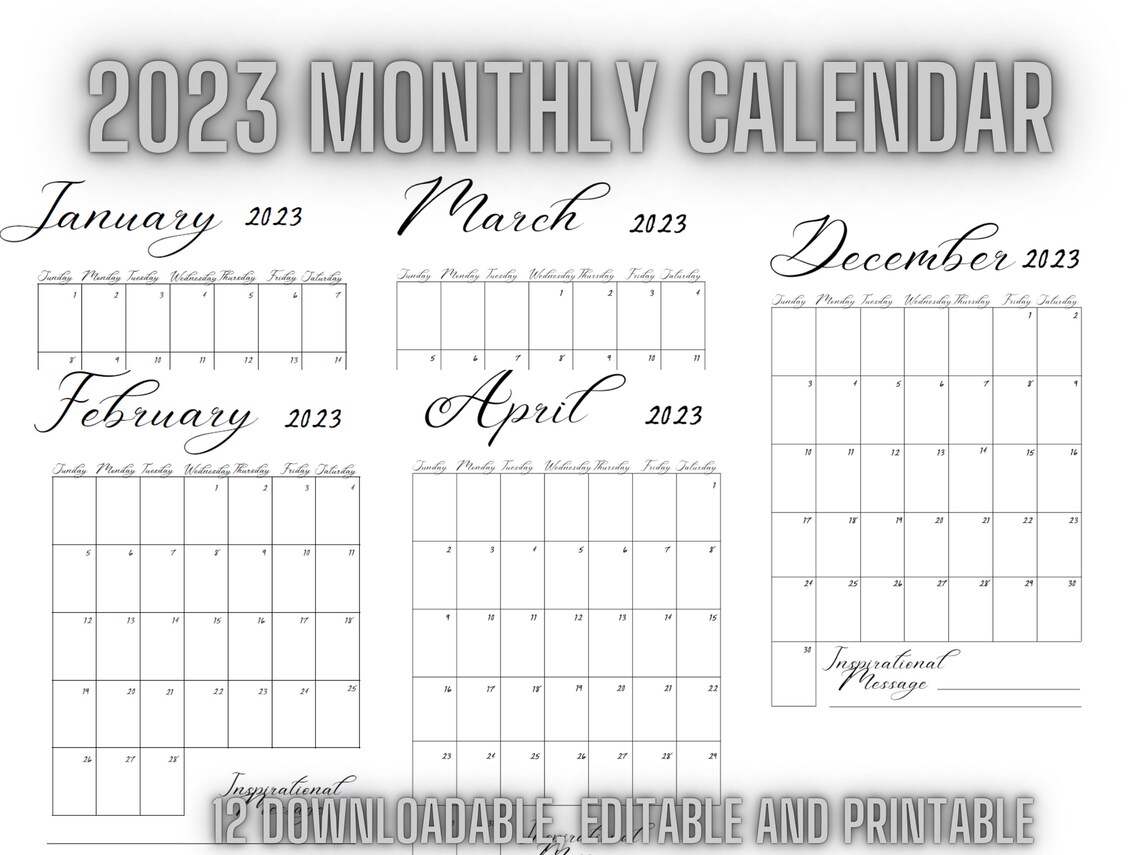 2023 Monthly Planner, Minimalist Editable and Printable Monthly ...