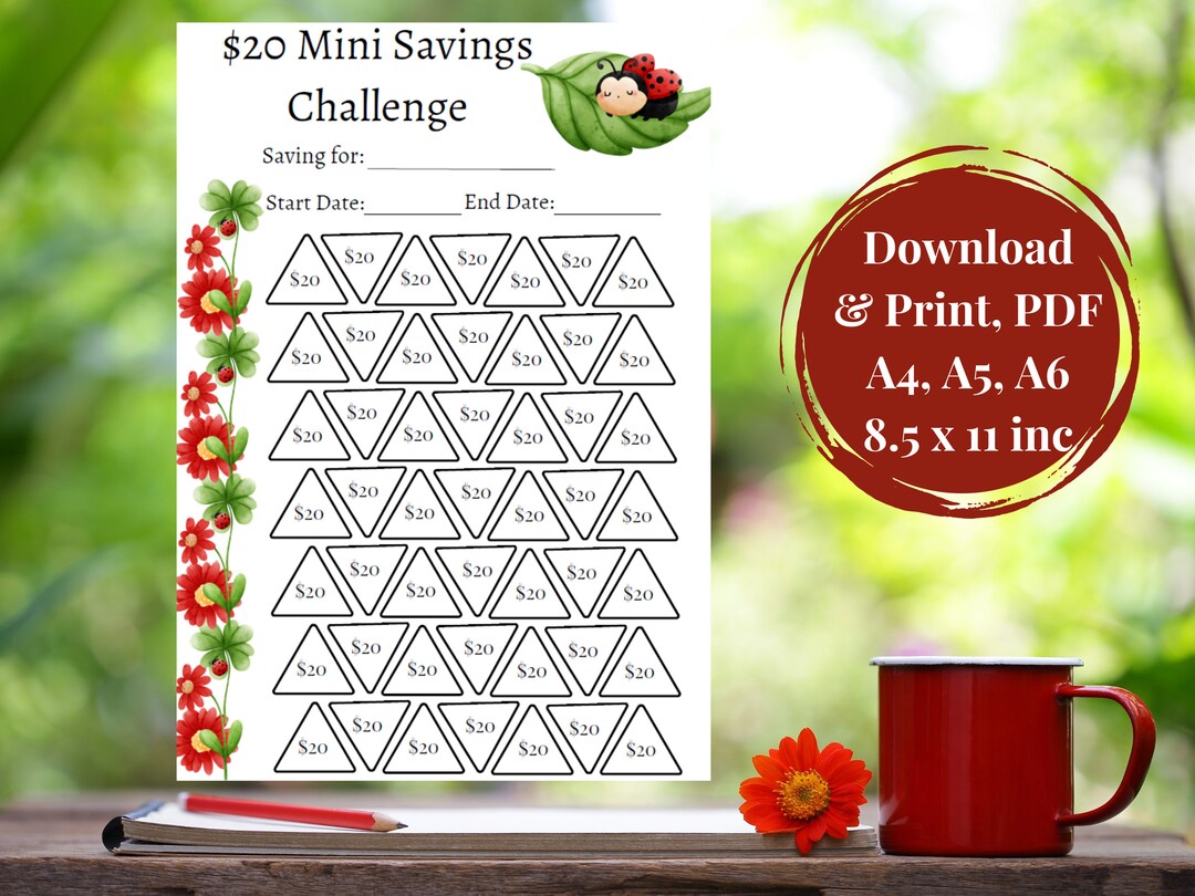 Mini Savings Challenge, Low Income Savings Challenge, 20 Dollar, PDF ...