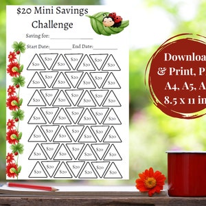 Mini Savings Challenge, Low Income Savings Challenge, 20 Dollar, PDF ...