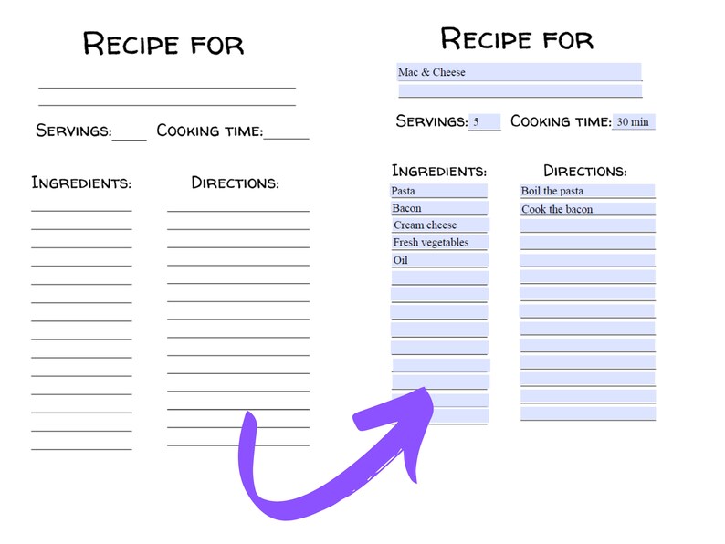 Weekly Meal Planner, Recipe Template, Inventory List, Printable ...