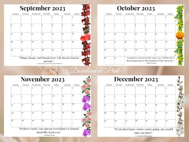 2023 Monthly Calendar Monthly Planner Template 12 Months - Etsy