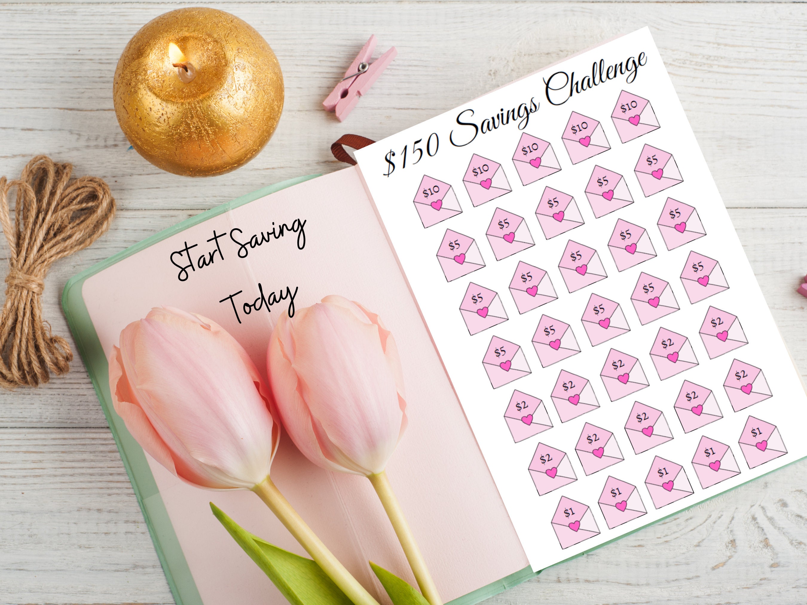 Pink Mini Savings Challenge, Save 150, Cash Stuffing, Low Income ...
