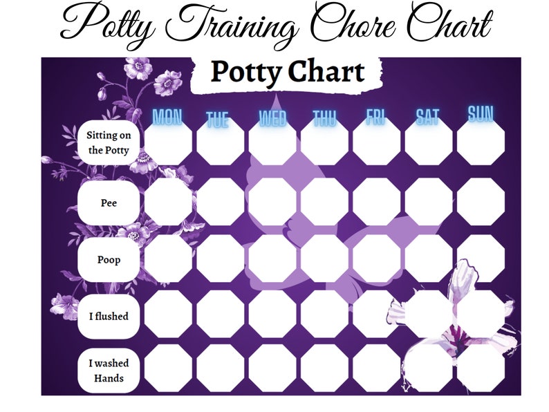 Potty Training Chart, 5 Design, Rewards Chart, Potty Training ...