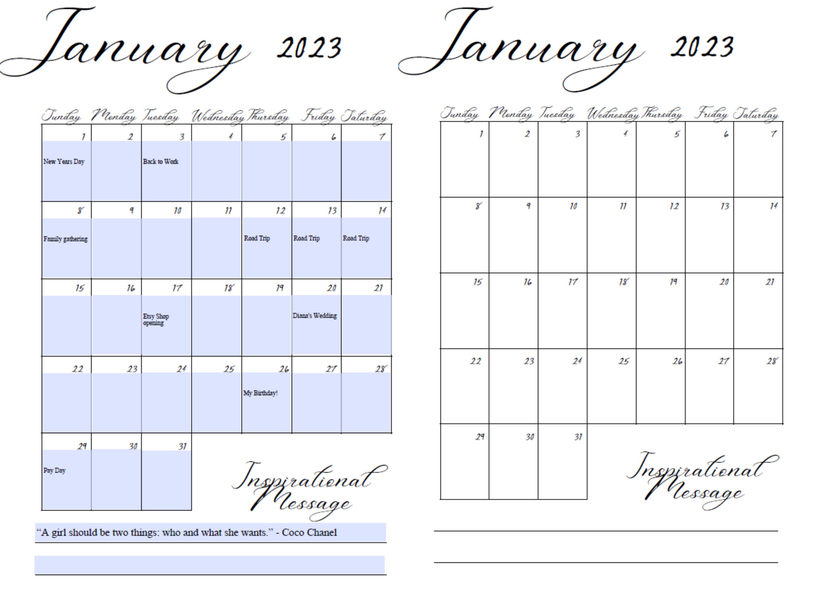 2023 Monthly Planner, Minimalist Editable and Printable Monthly ...