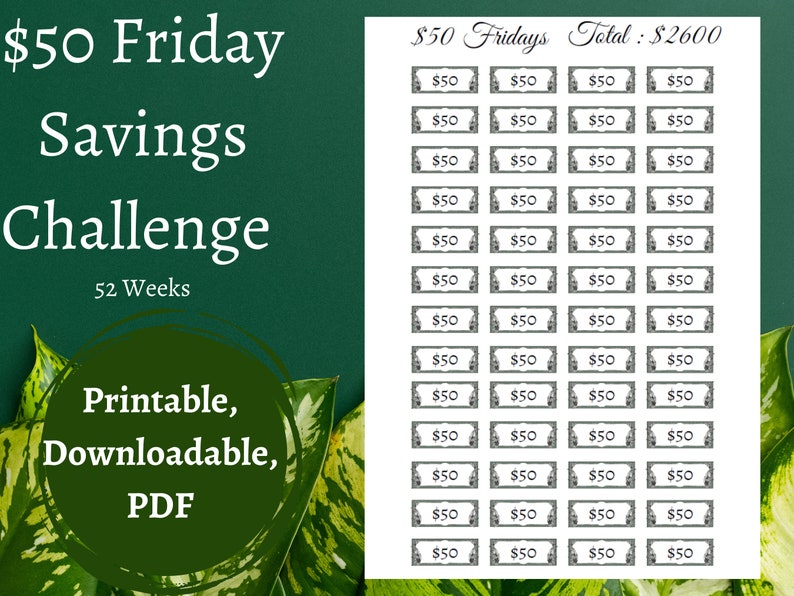 Friday Savings Challenge, Low Income Savings Challenge, Financial Goals ...
