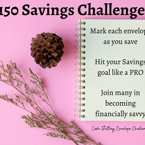 Pink Mini Savings Challenge, Save 150, Cash Stuffing, Low Income ...