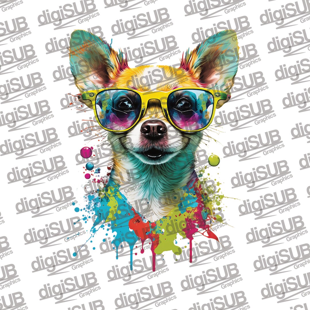 Sublimation Design Chihuahua PNG File Dog Colorful Portrait ...