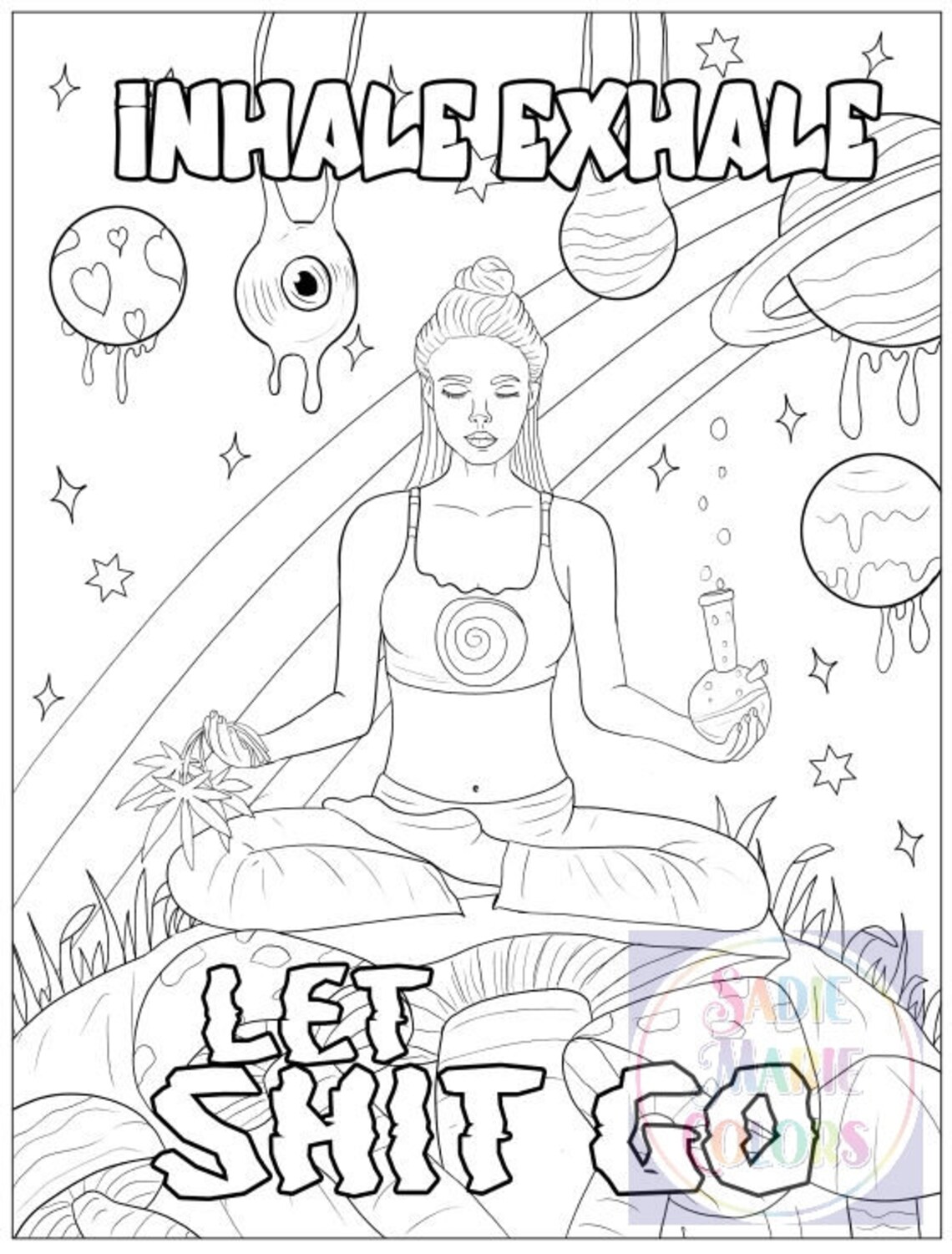 Cannabis Adult Coloring Book, Stoner Gift, 420 Gift, Coloring Therapy ...