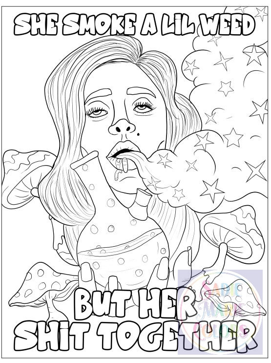 Cannabis Adult Coloring Book, Stoner Gift, 420 Gift, Coloring Therapy ...