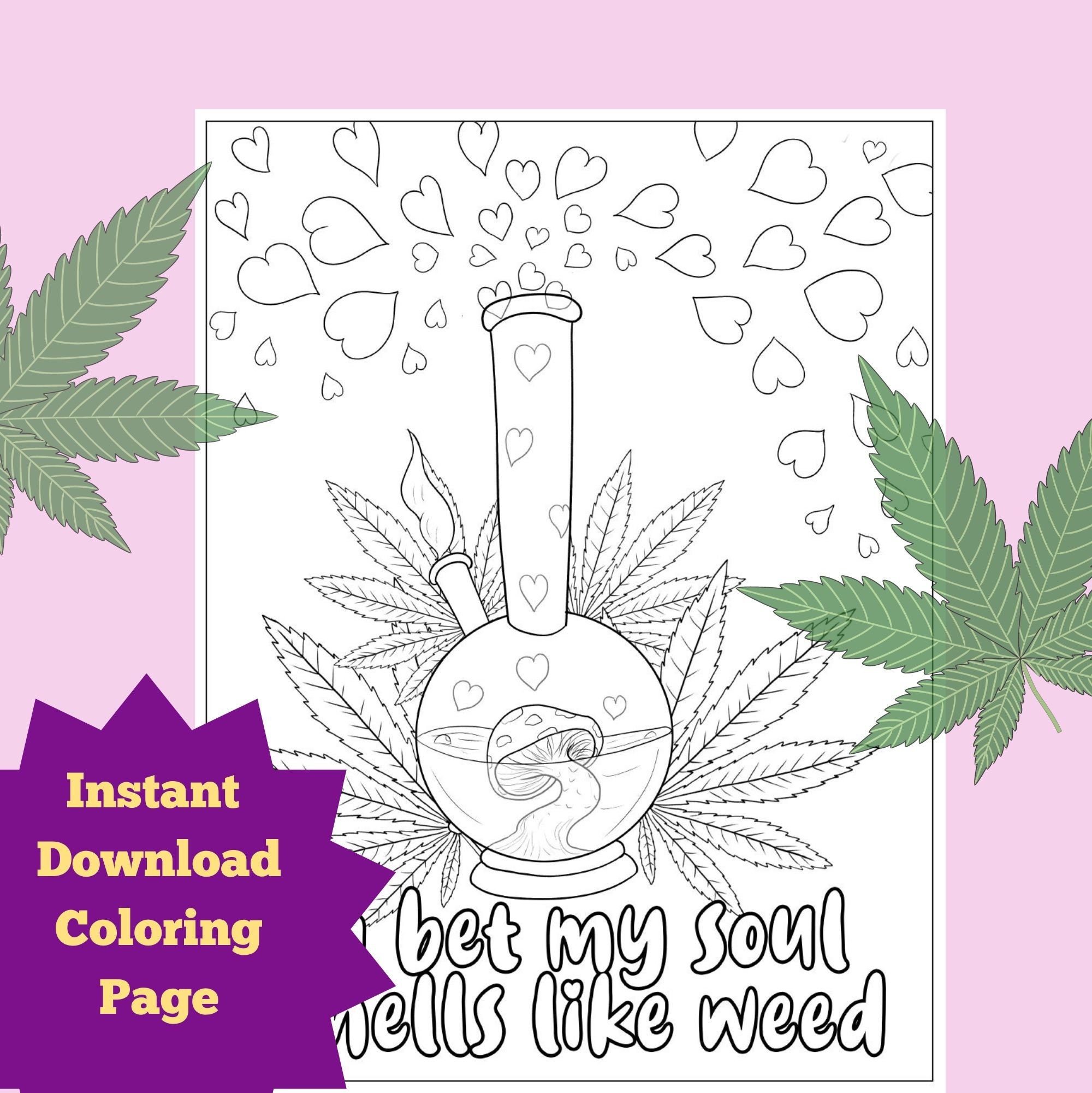 Cannabis Adult Coloring Page, Coloring Therapy, Marijuana Printable Coloring - Etsy