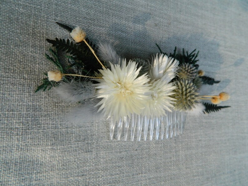Dusty Blue Thistle Pampas Grass Floral Hair Comb - Etsy