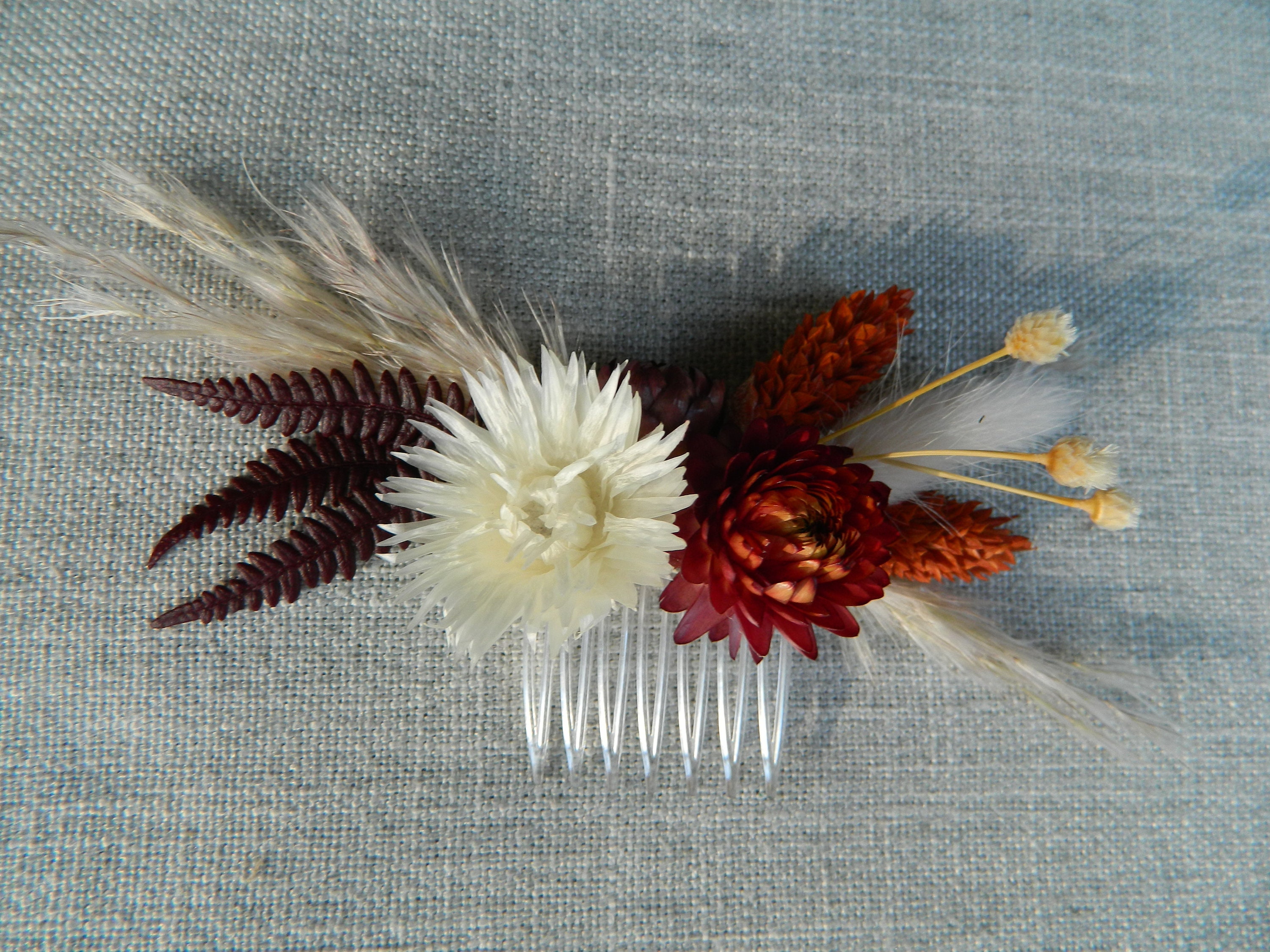 Rust & Terracotta Pampas Grass Hair Comb - Etsy