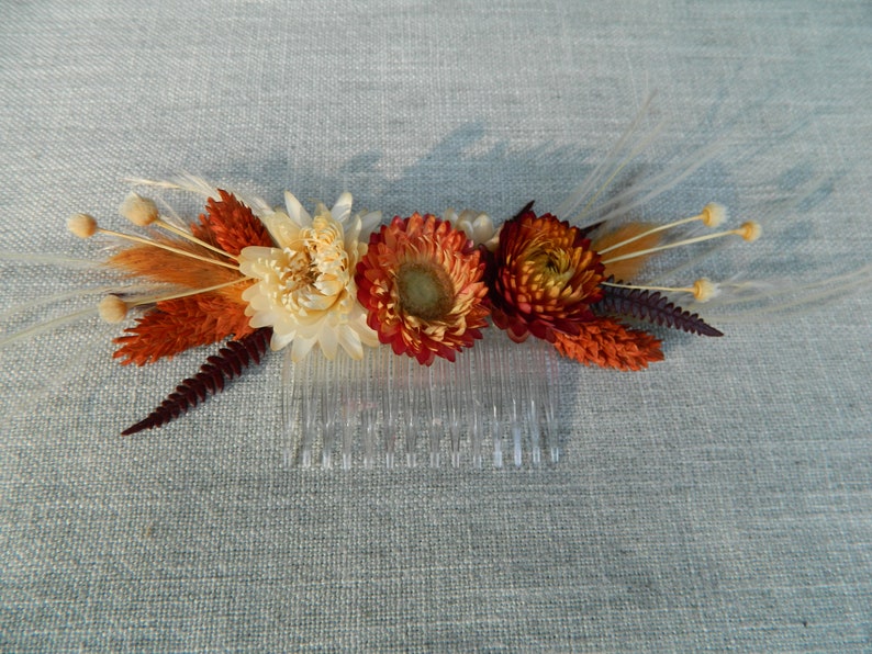 Rust & Terracotta Pampas Grass Hair Comb - Etsy