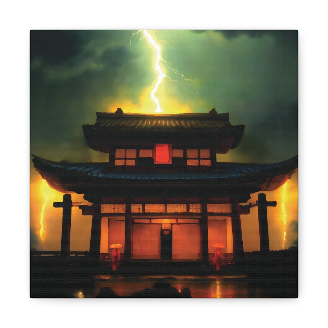 Holy Lightning Temple Japanese Art Horizontal Framed - Etsy