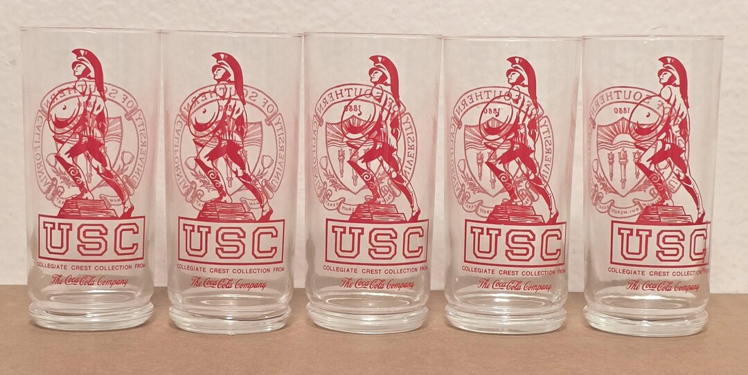 Lot of 5 USC Collegiate Crest Collection Glass Tumblers From Coca-cola ...