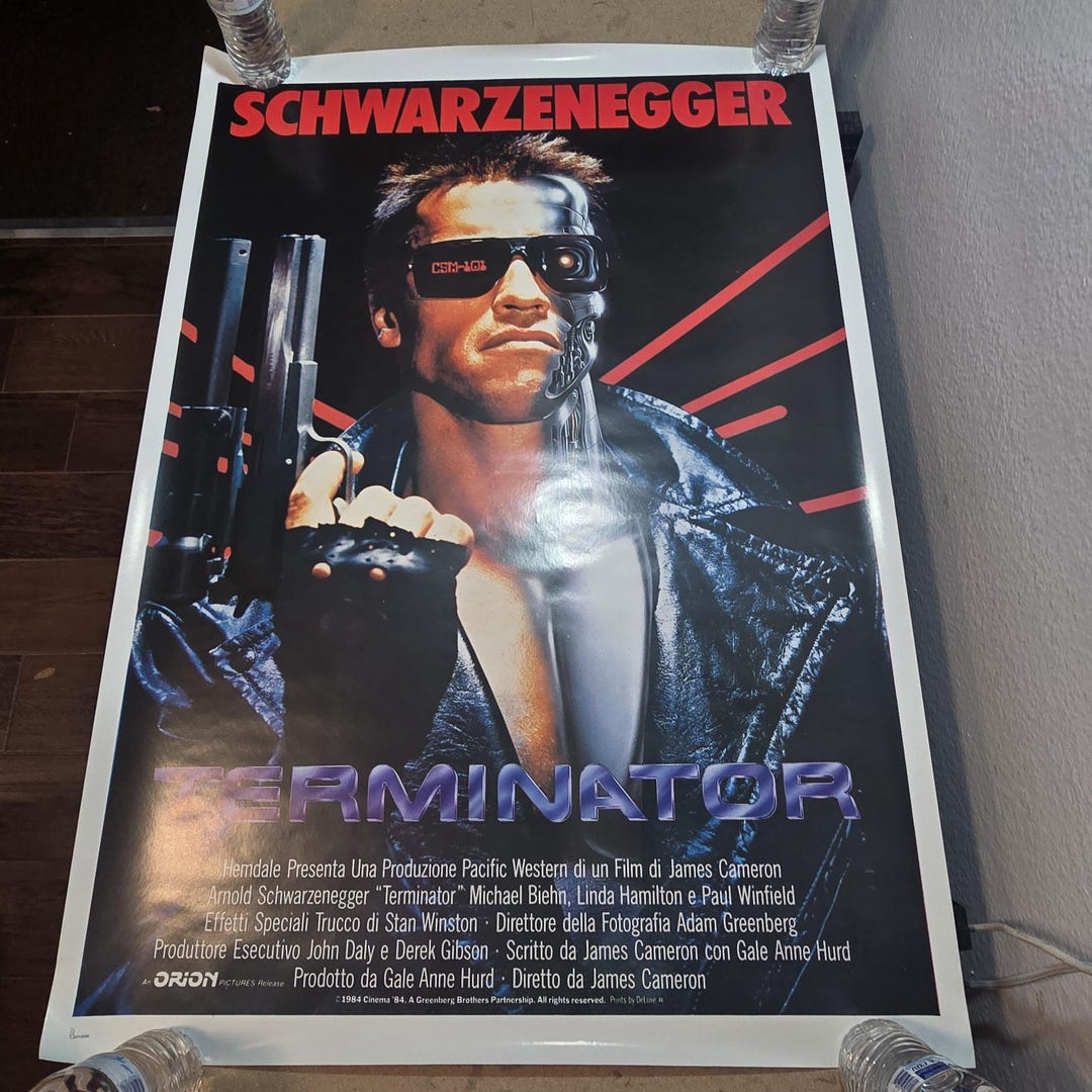 Vtg 1984 "terminator" Arnold Schwarzenegger Movie Poster 39" X 27 ...