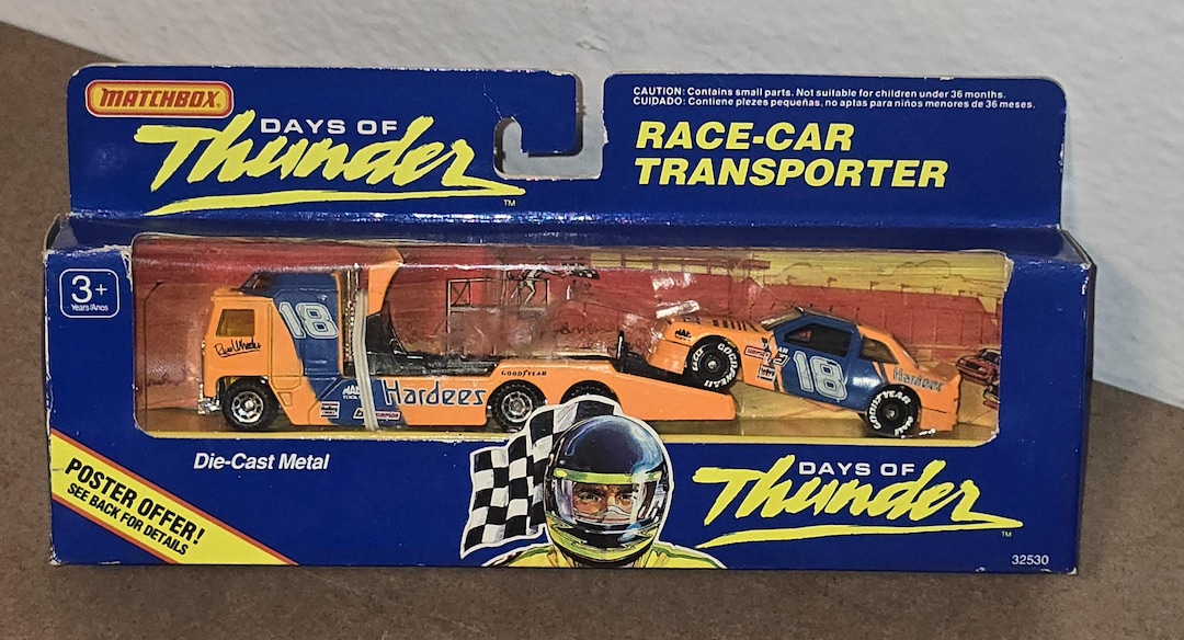 1990 Matchbox Days of Thunder Race Car Transporter Russ Wheeler 18 ...