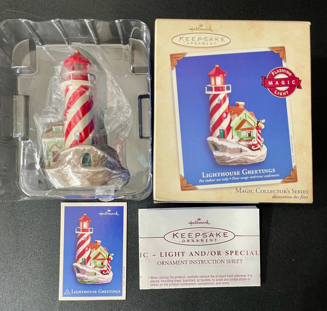 2003 Hallmark Keepsake Ornament Lighthouse Greetings Magic Flashing ...