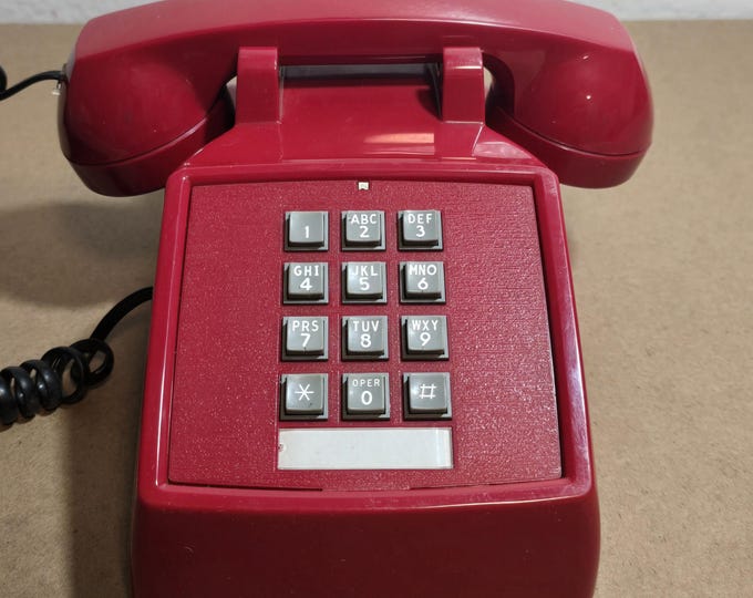 Vintage ITT Red Push Button Phone Desk Landline Tested Works Made in ...