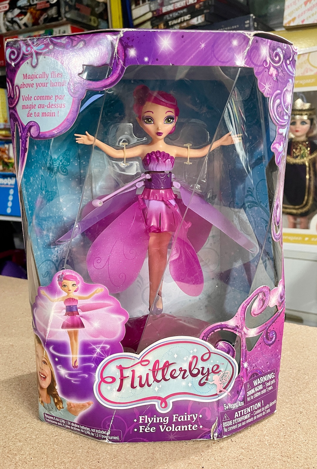 Flutterbye Flying Fairy Violet Hair & Wings Spin Master Retired NIB ...