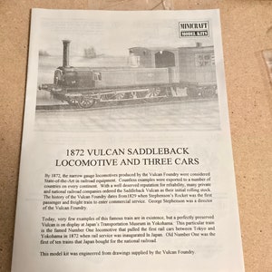 1872 Vulcan Saddleback Locomotive Minicraft Model Kit #11103 1:45 Scale ...