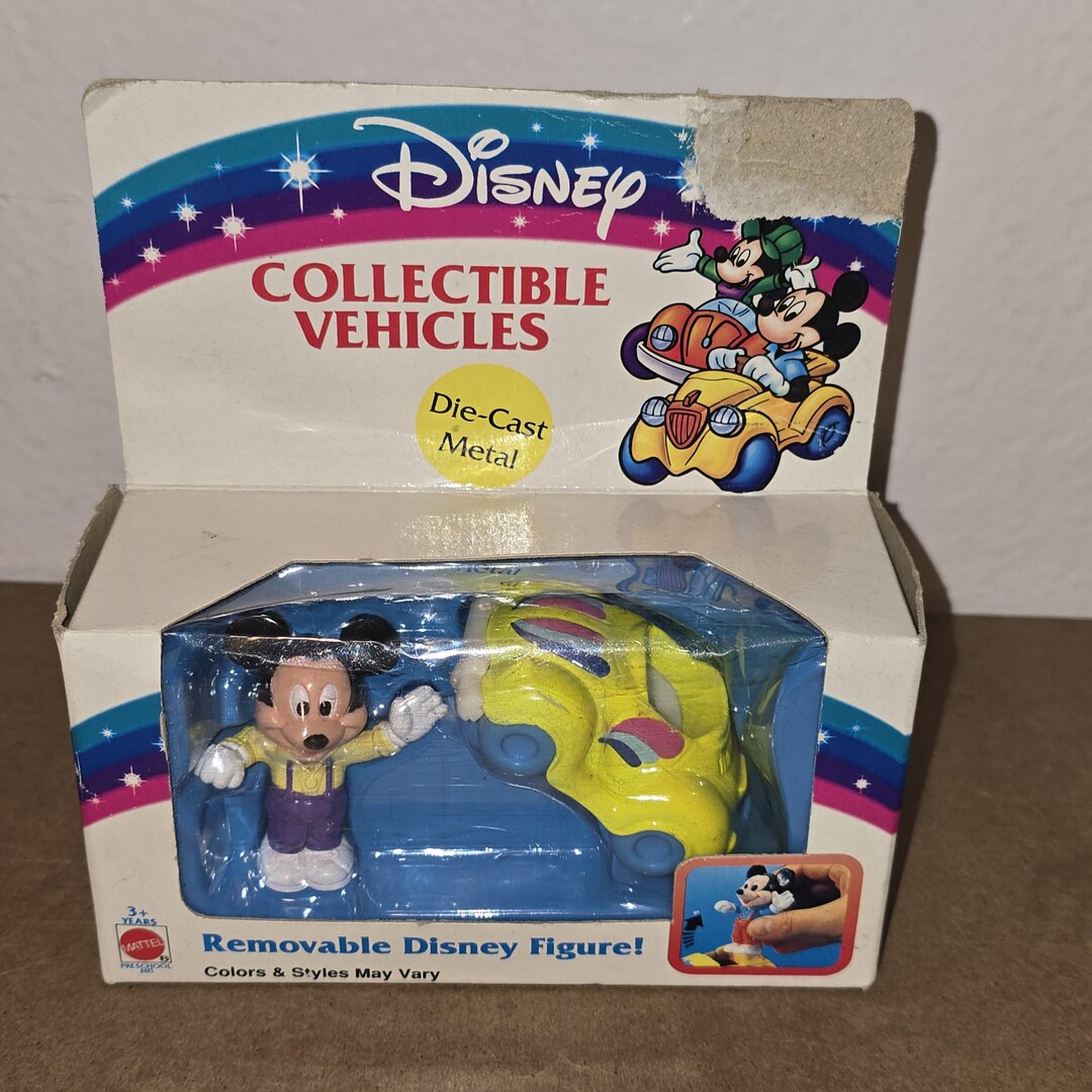 Vintage 1990 Disney Collectible Figures Mickey Mouse & Car Die Cast ...