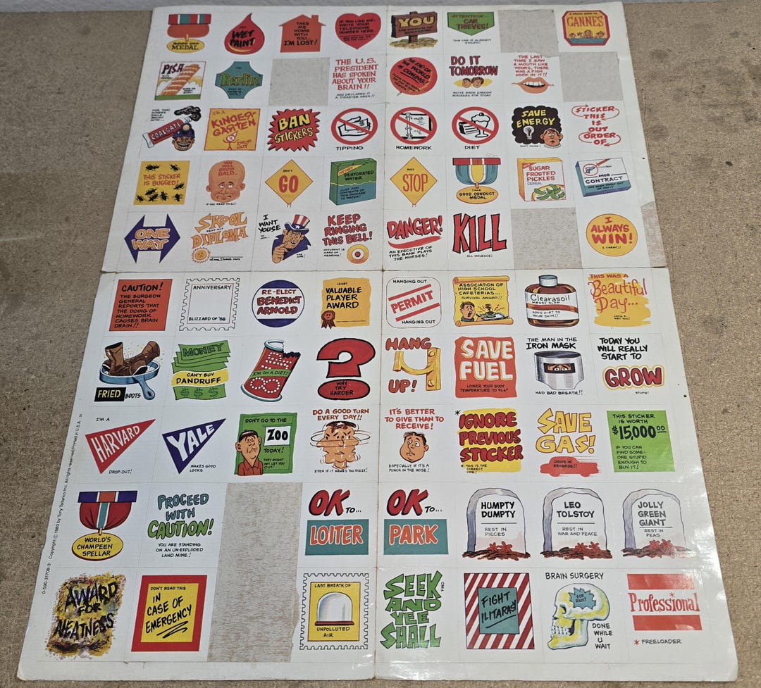 Vintage Rare 1982 Scholastic Book Club Funny Large Stickers Sheet (74 ...