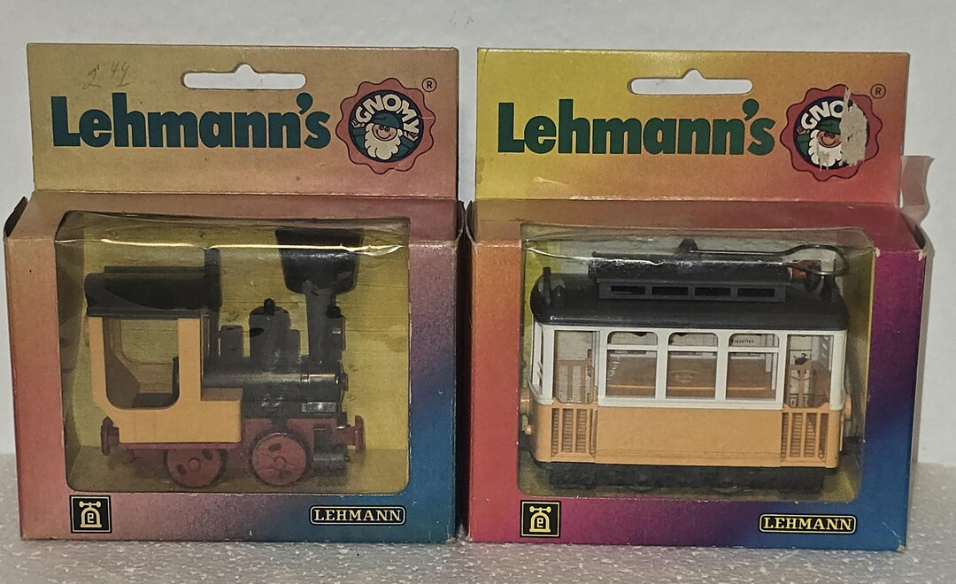 Vintage 1980s Lehmann Gnomy Train Locomotive & Passenger Car Friction ...