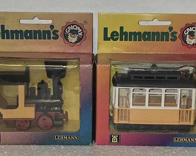 Vintage 1980s Lehmann Gnomy Train Locomotive & Passenger Car Friction ...