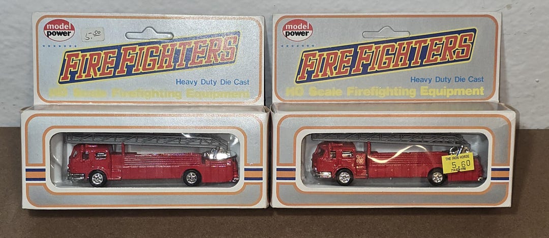 Vtg 1980s Model Power Fire Fighters 7767 HO Diecast Aerial Tower Ladder ...