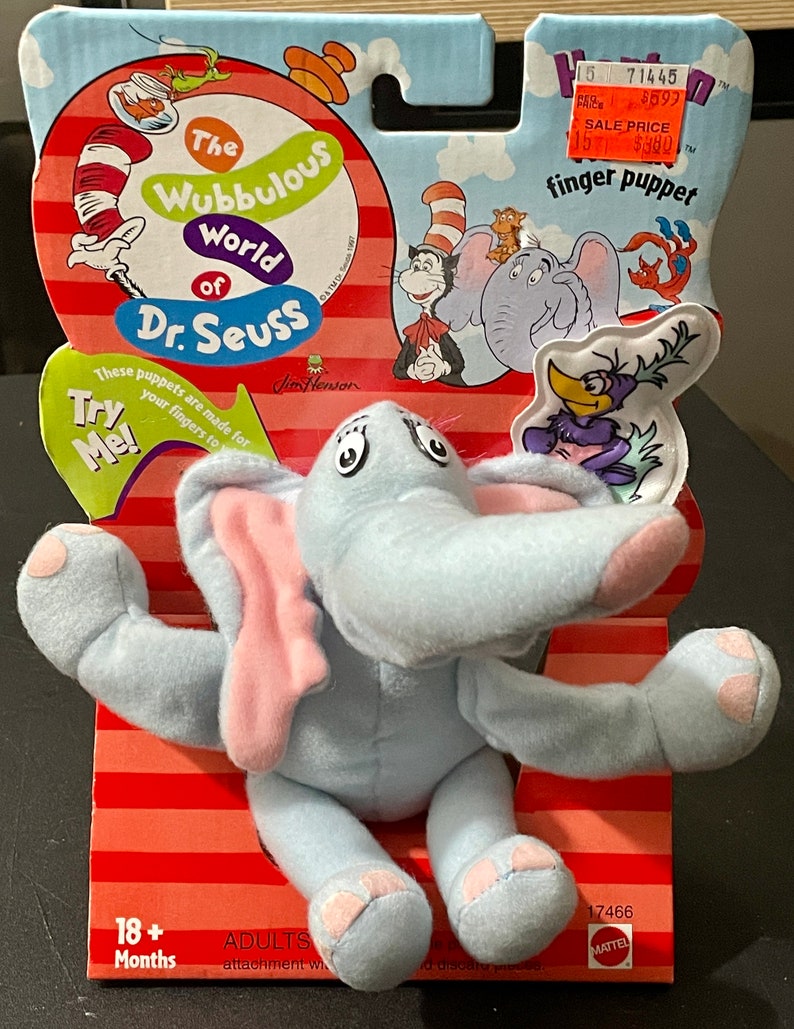 Vintage 1997 Mattel Dr. Seuss Horton With the Whozit Finger Puppet by ...